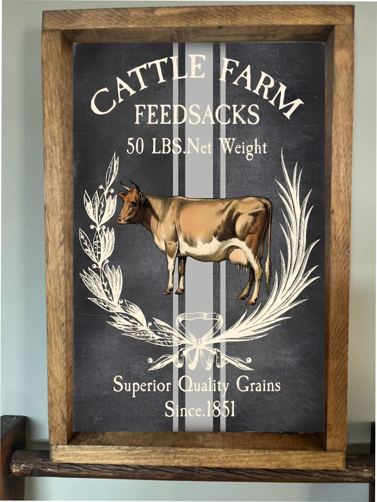 Cattle Farm Feedsack Farmhouse Sign – Stir Crazy Signs